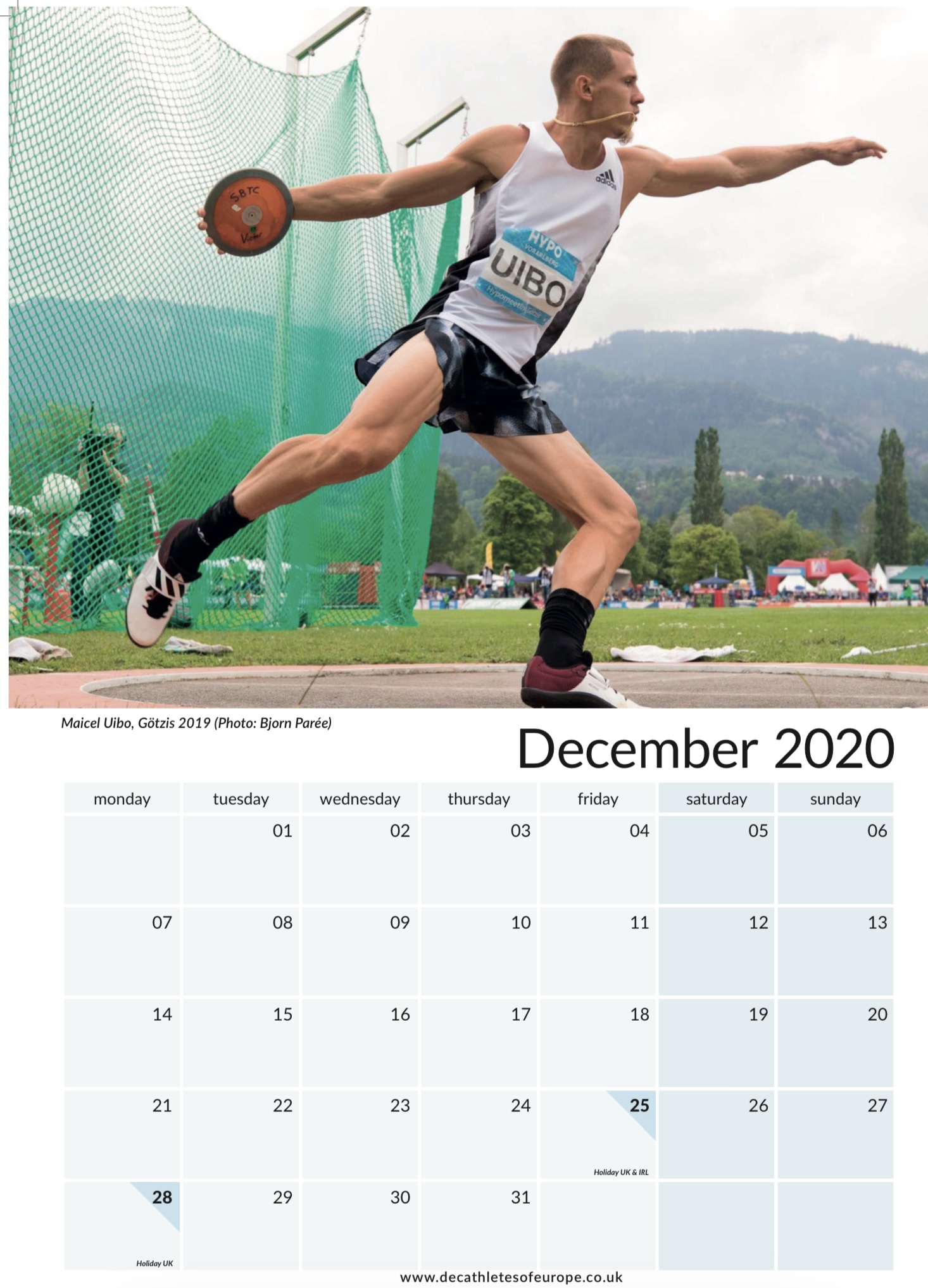 2020 Decathlon Calendar - Decathletes of Europe