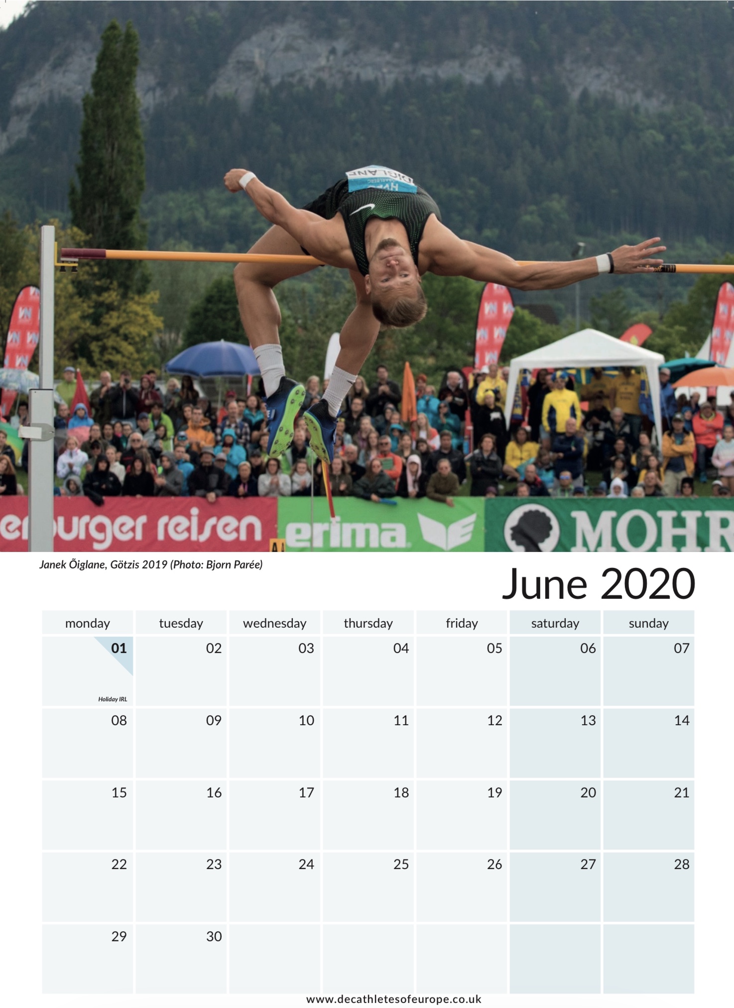 2020 Decathlon Calendar - Decathletes of Europe